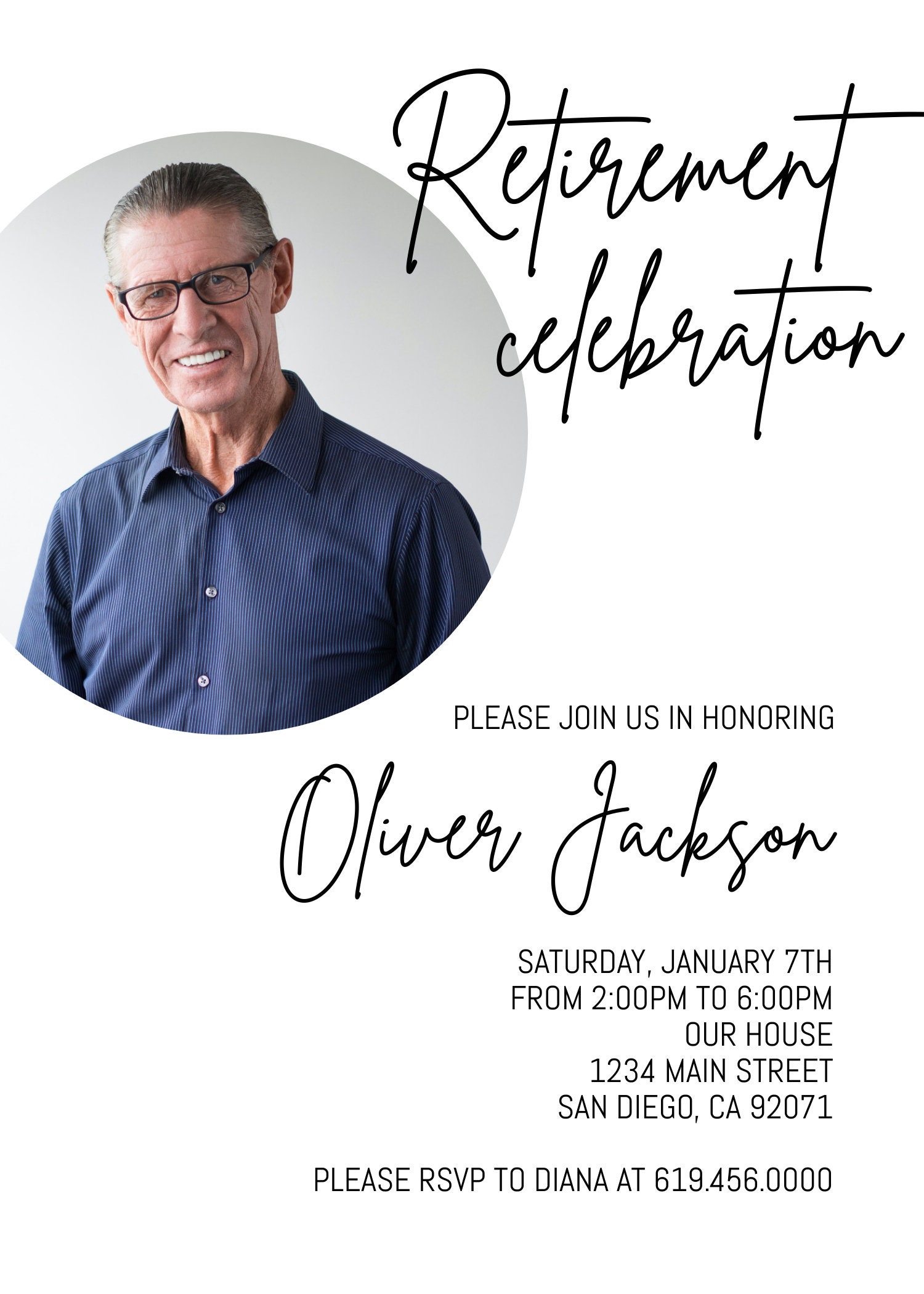 Photo Retirement Party Invitation Template, Minimalist Retirement ...