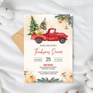 Christmas Party Invitation, Happy Thanksmas Template, Thanksmas ...
