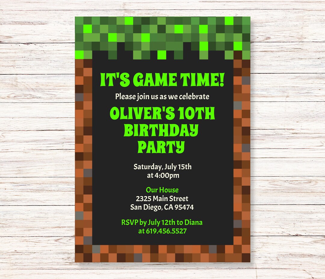 Pixelated Invite, Video Game Invitation, Pixel Birthday Invitation ...