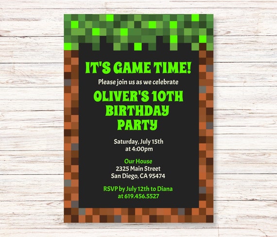 Pixelated Invite Video Game Invitation Pixel Birthday - Etsy