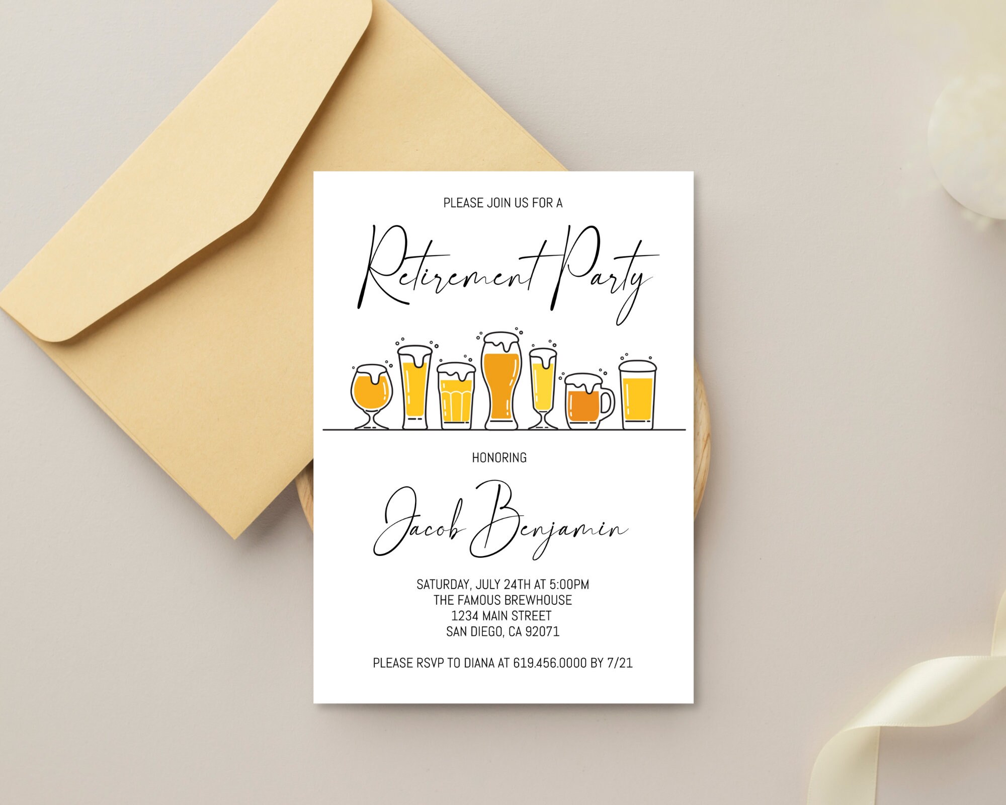 Beer Retirement Invitation Template, Beer Retirement Invitation, Beer ...