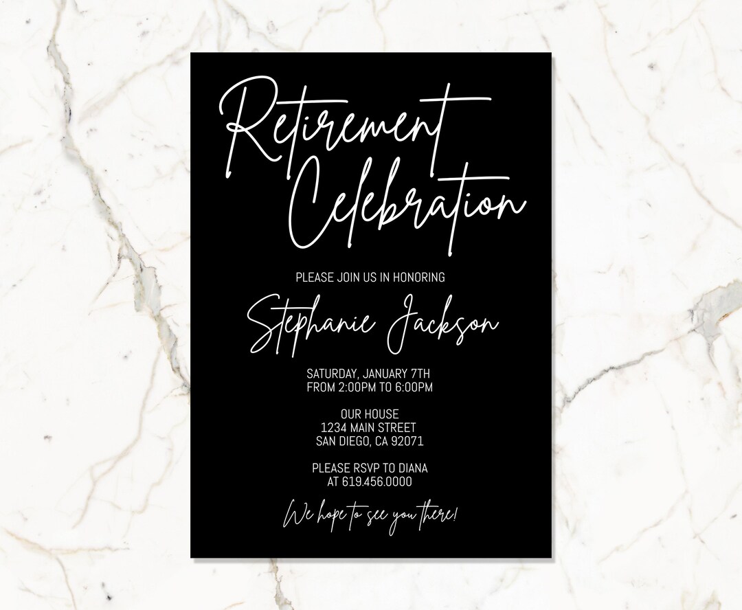 Simple Retirement Party Invitation Template, Minimal Retirement ...