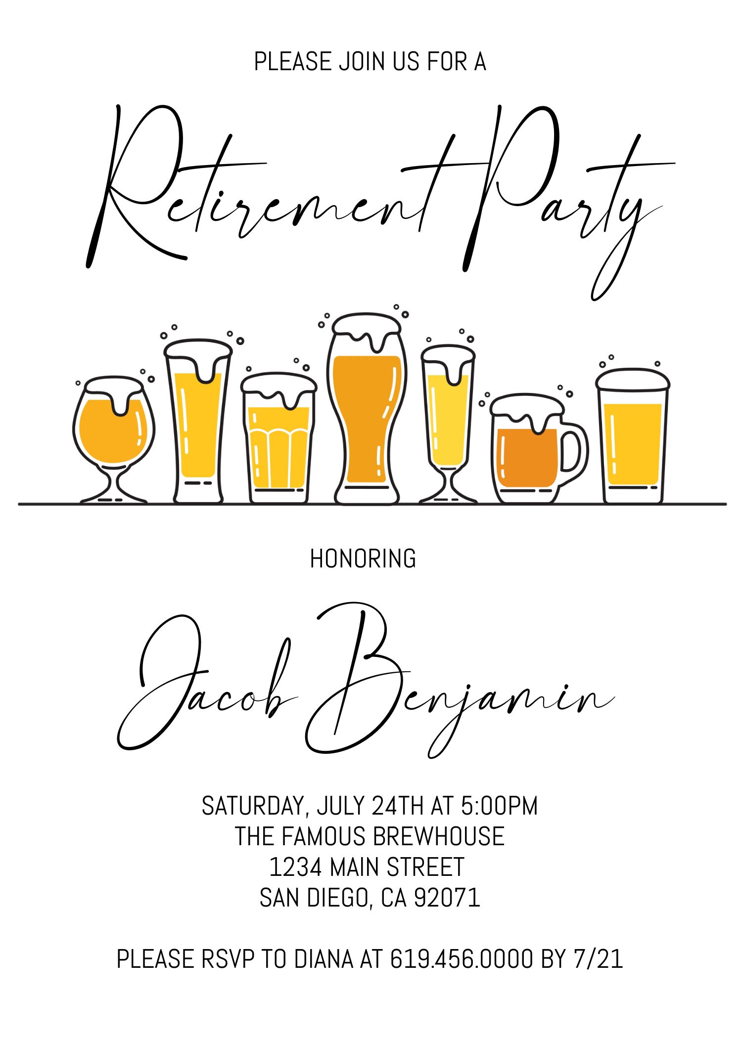 Beer Retirement Invitation Template, Beer Retirement Invitation, Beer ...
