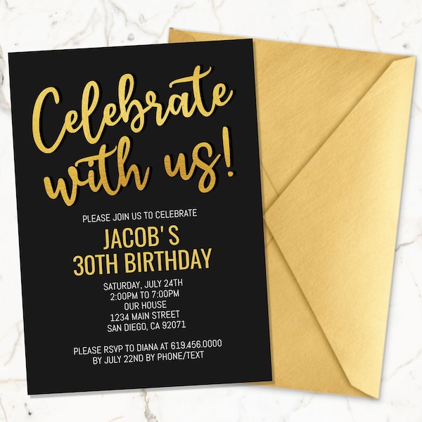 Gold Foil Invitation - Etsy