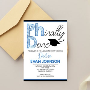 Phd Graduation Invitation Template, Doctorate Graduate Printable ...