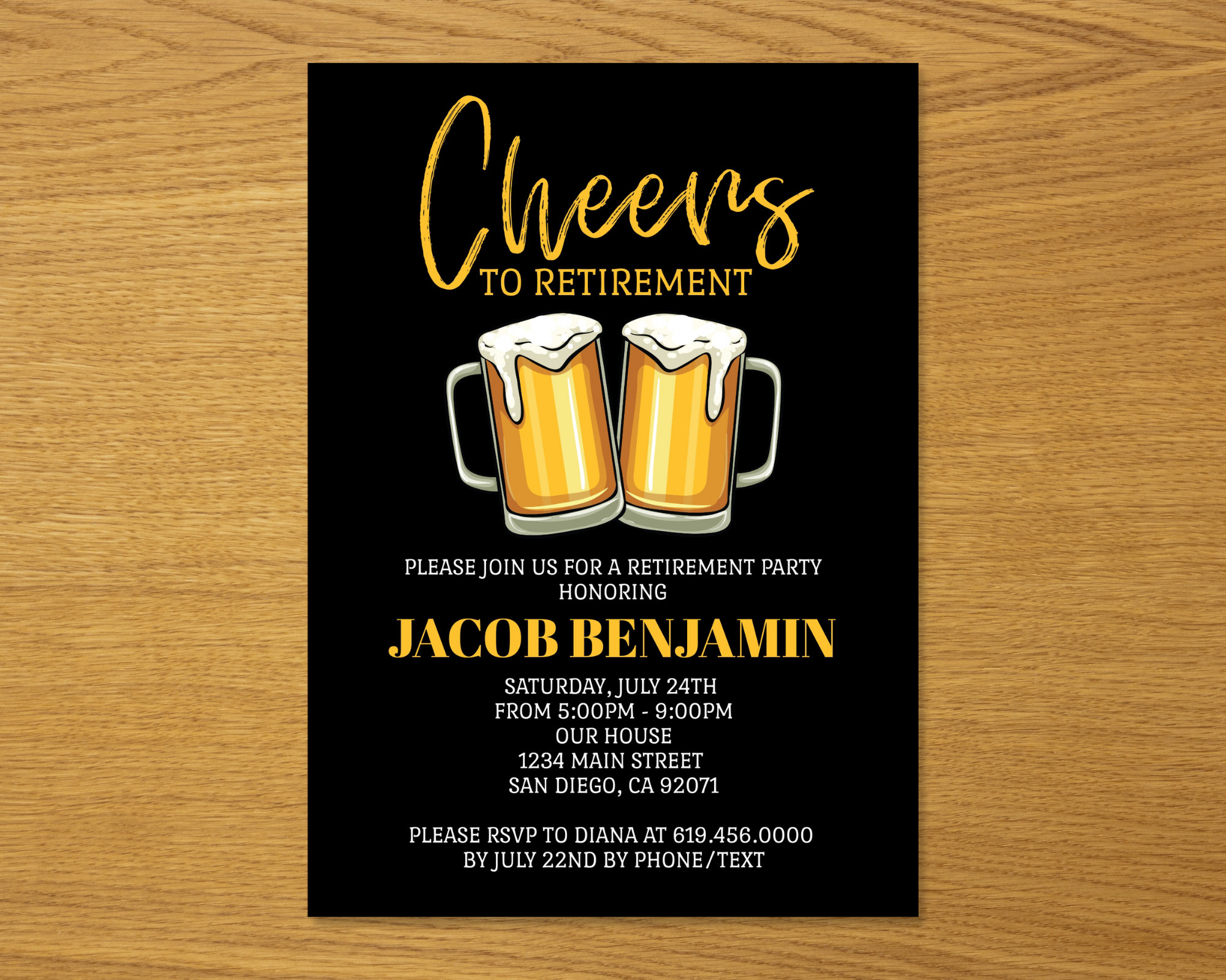 Cheers to Retirement Invitation Template, Beer Retirement Invitation ...