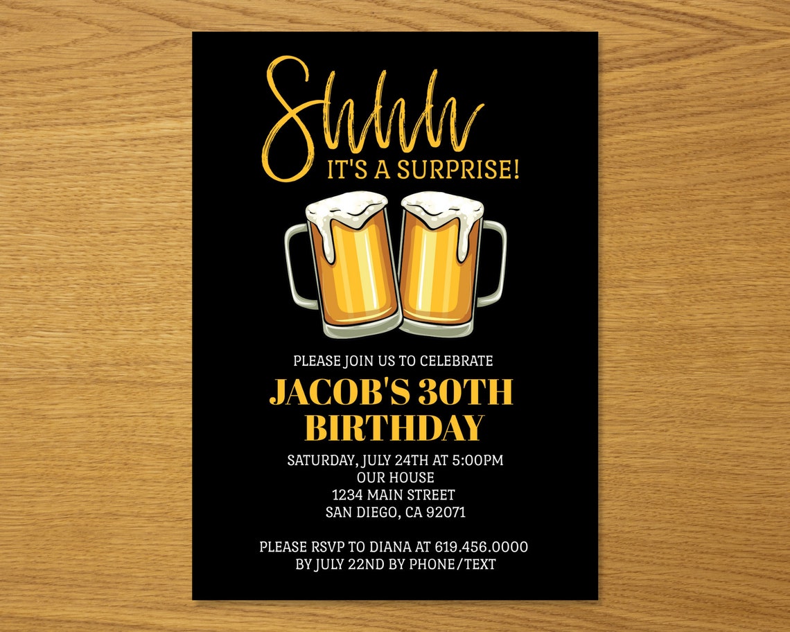 EDITABLE Beer Surprise Birthday Party Invitation, Printable Adult ...
