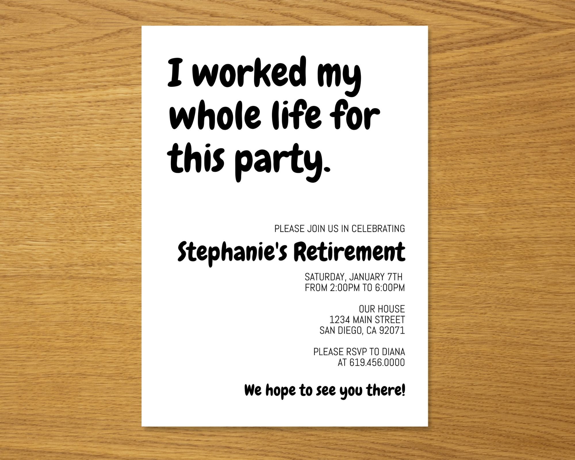 Funny Retirement Invitation, Minimal Retirement Celebration Invitation ...