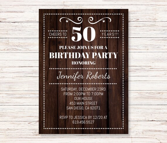 Rustic Birthday Party Invitations Wood Birthday Invitation - Etsy