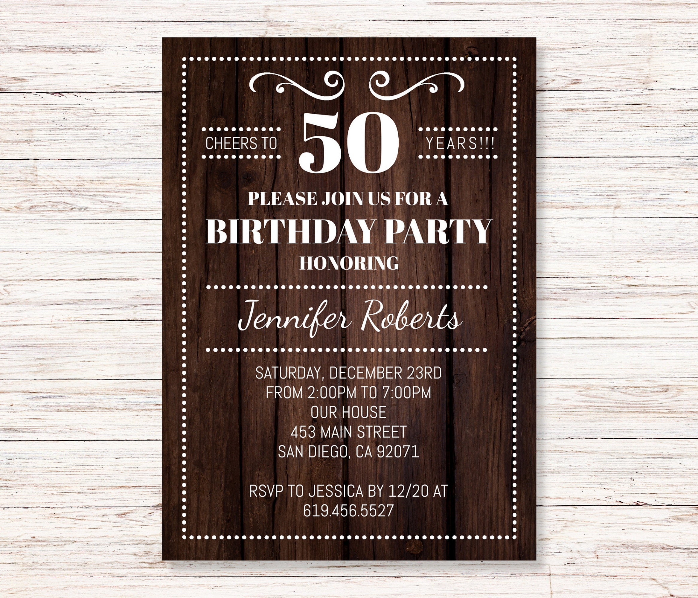 Rustic Birthday Party Invitations, Wood Birthday Invitation for Men ...
