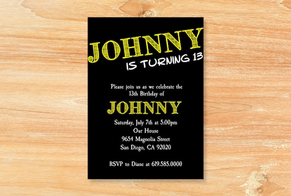 Black and Yellow Birthday Invitation for Boys/any AGE & - Etsy