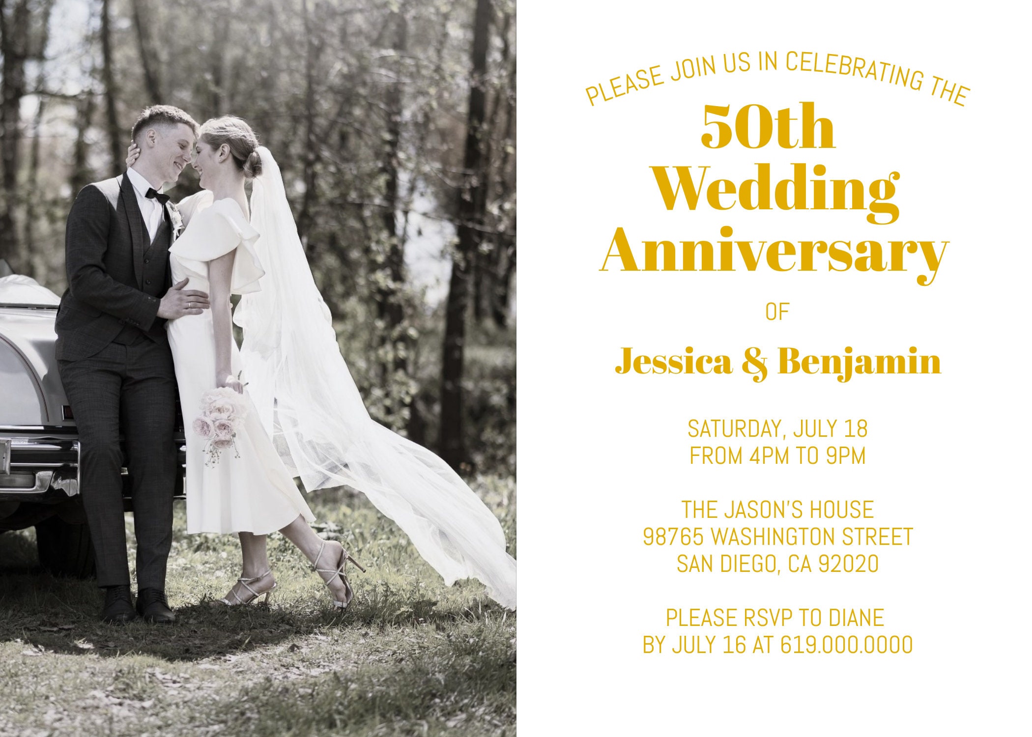 Modern Wedding Anniversary Photo Invitation Template, Corjl Instant ...