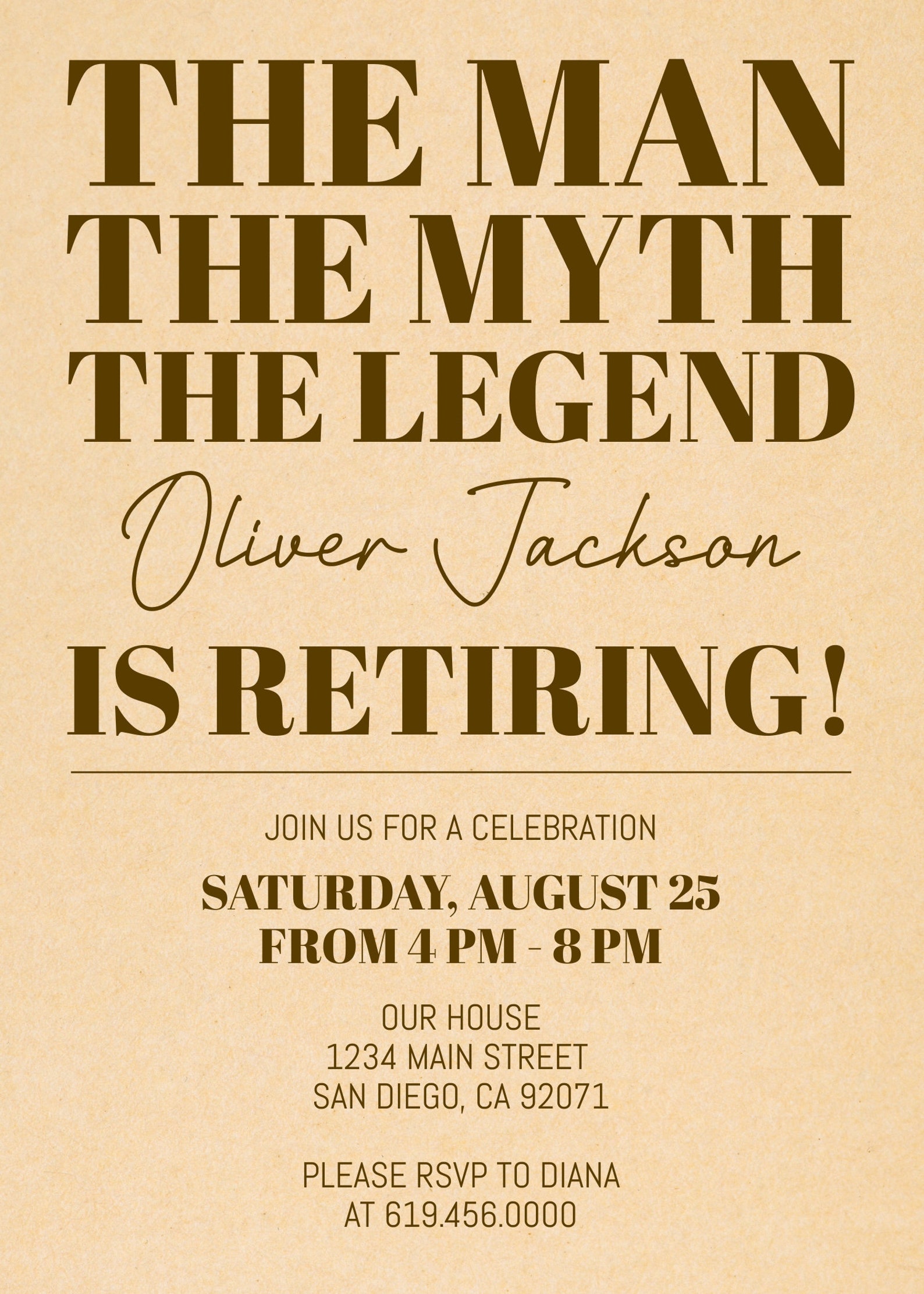 Vintage Retirement Party Invitation Template, the Man, the Myth, the ...