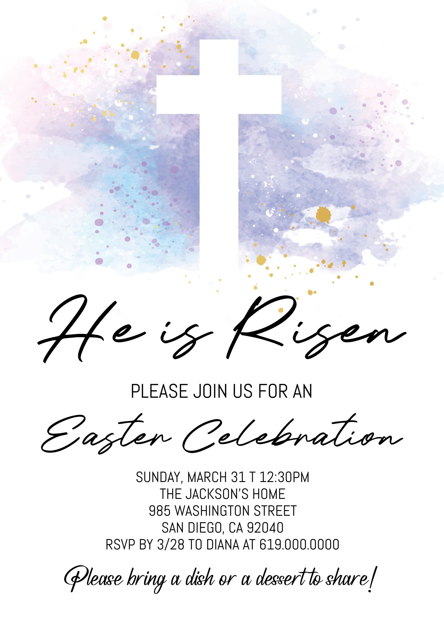 He is Risen Easter Invitation Template, Religious Easter Invitation ...