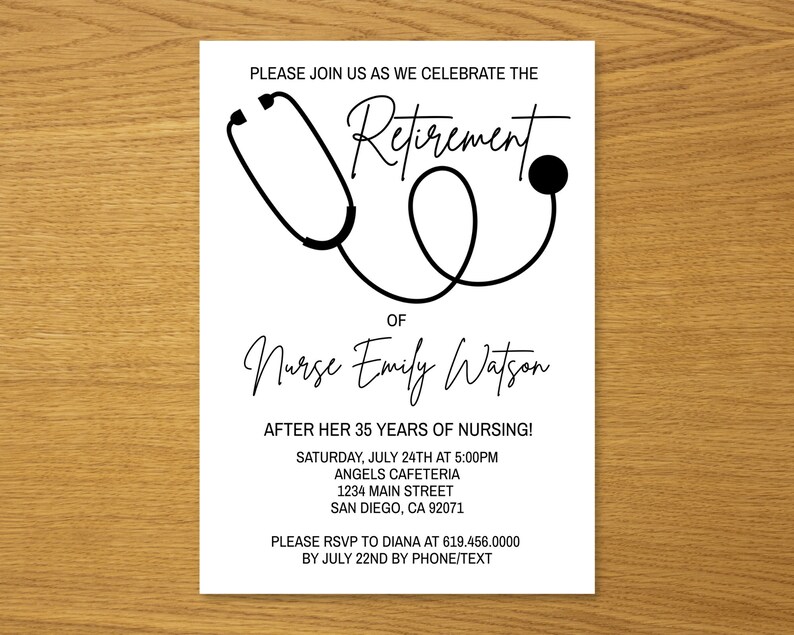 Nurse Retirement Invitations Template, Doctor Retirement Party ...