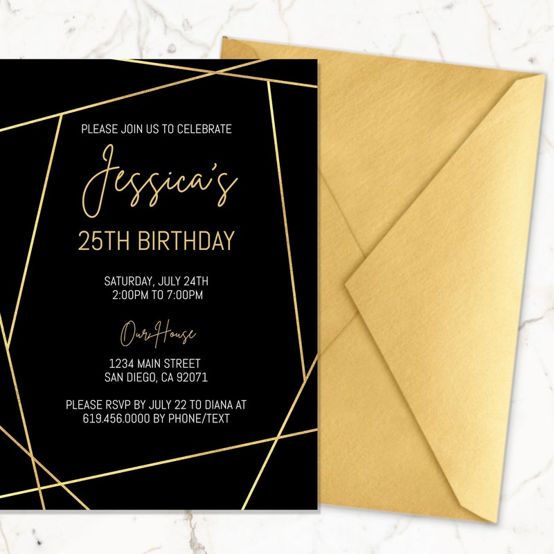 Gold Foil Invitation - Etsy