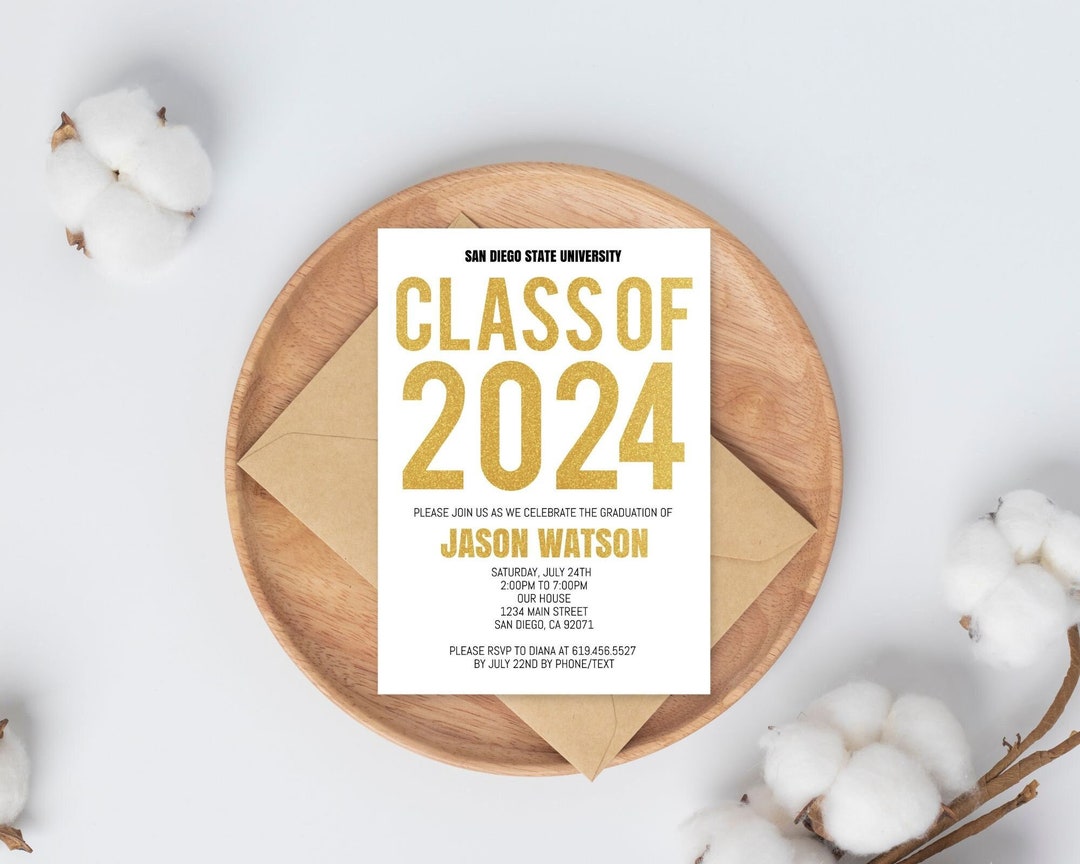 Class of 2024 Graduation Party Invitation Template Glitter - Etsy