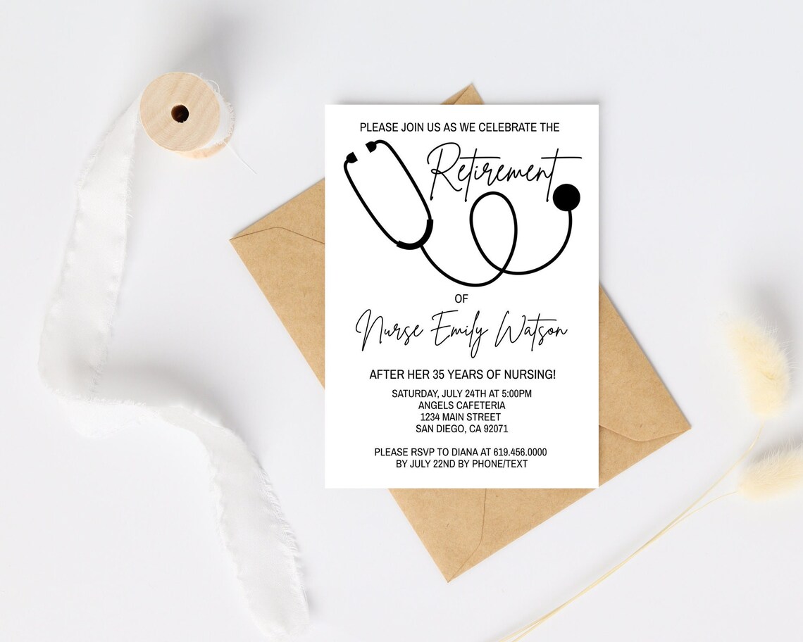 Nurse Retirement Invitations Template, Doctor Retirement Party ...