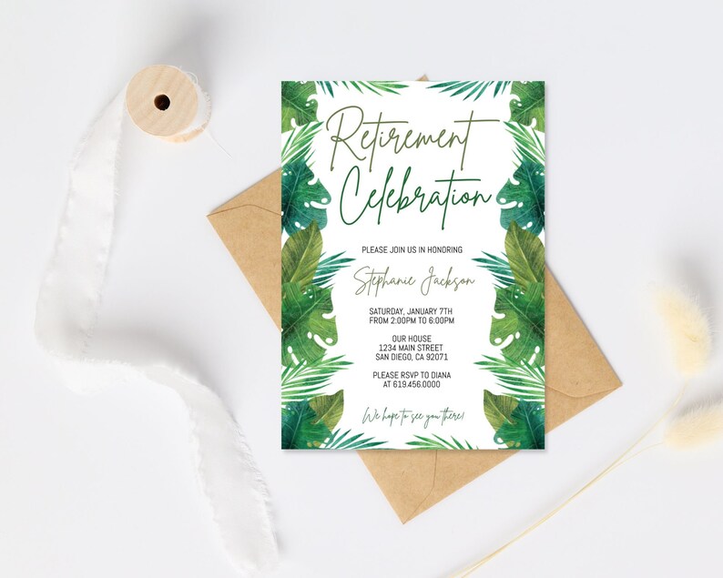 Tropical Retirement Invitation Template, Hawaiian Retirement Party ...