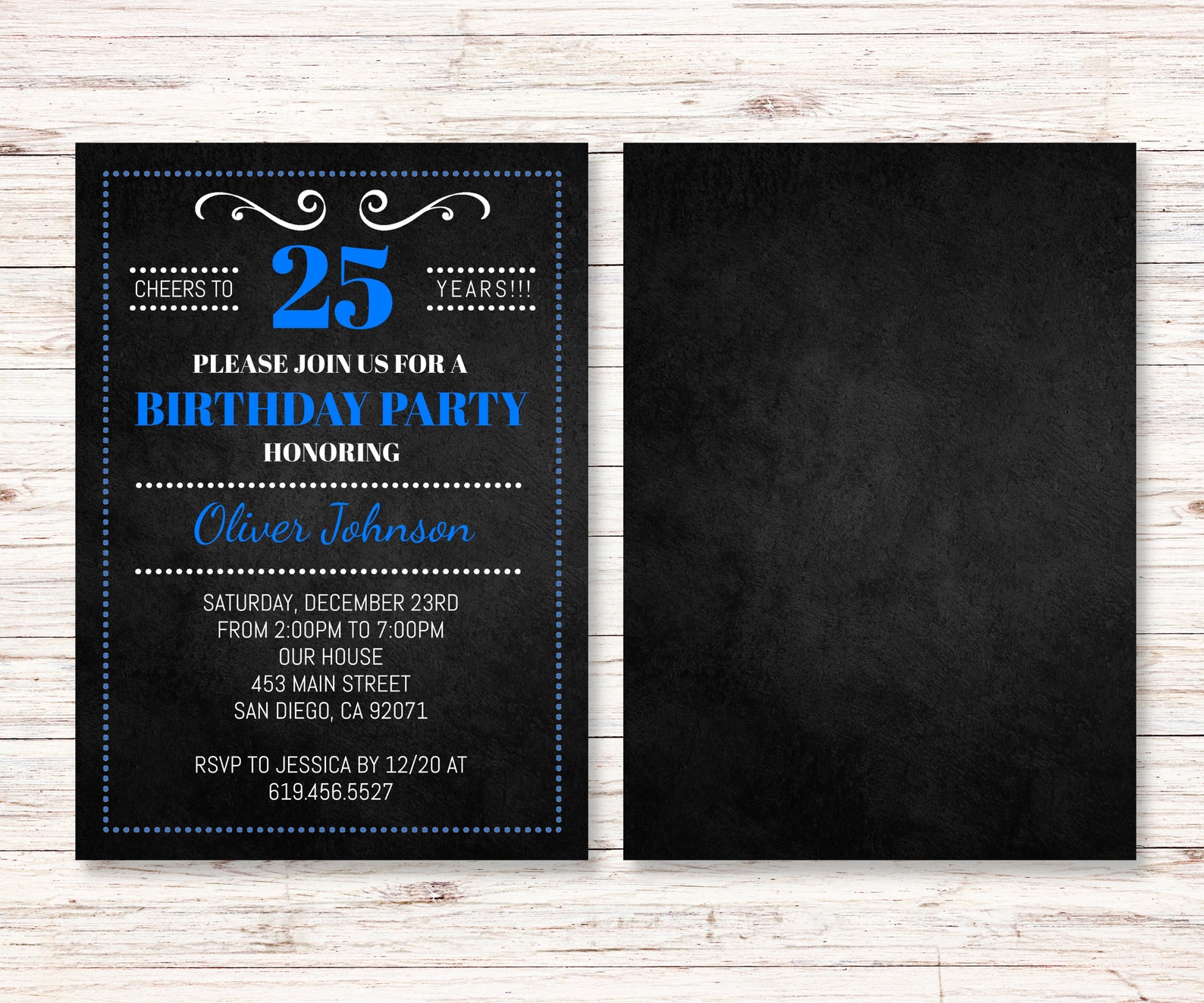 25th Birthday Party Invitation, INSTANT DOWNLOAD Digital Template, ANY ...