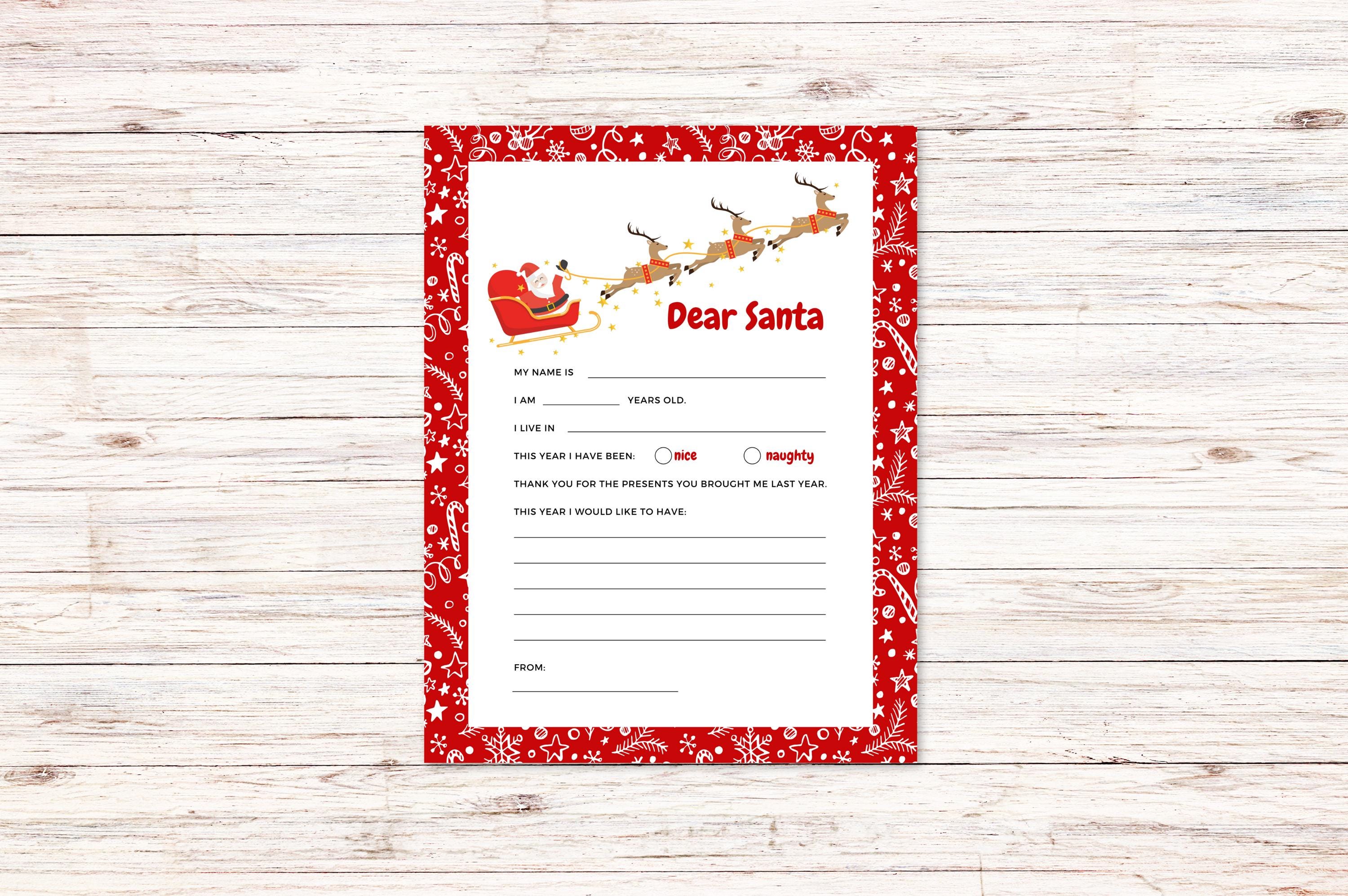 Letter to Santa Template | Printable Christmas Wish List (PDF) - Etsy