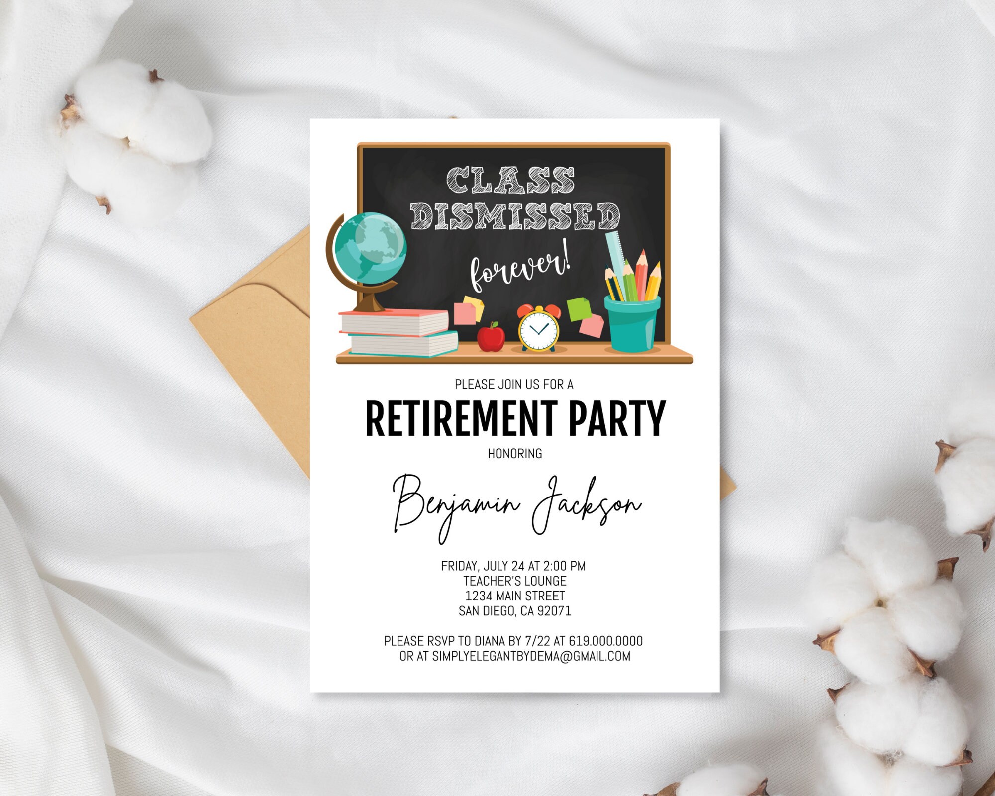 Teacher Retirement Invitation, Editable Class Dismissed Forever Party ...