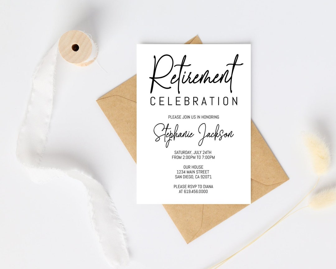 Boho Retirement Party Invitation, Minimal Retirement Celebration Invite ...