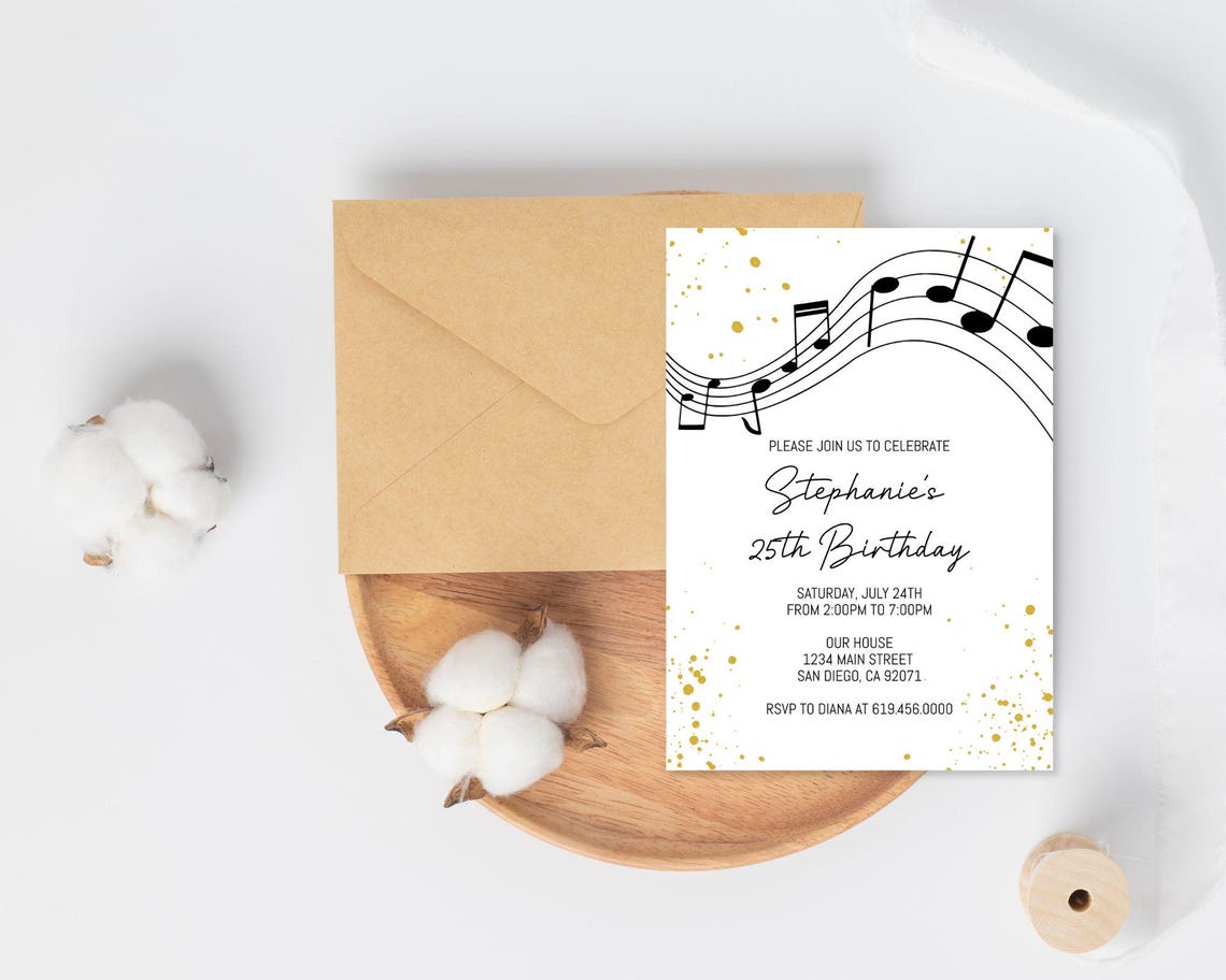Music Notes Birthday Party Invitation Template, Karaoke Music Theme ...