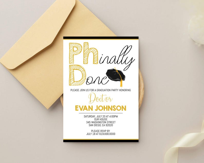 Editable Phd Graduation Invitation, Doctorate Graduate Printable ...