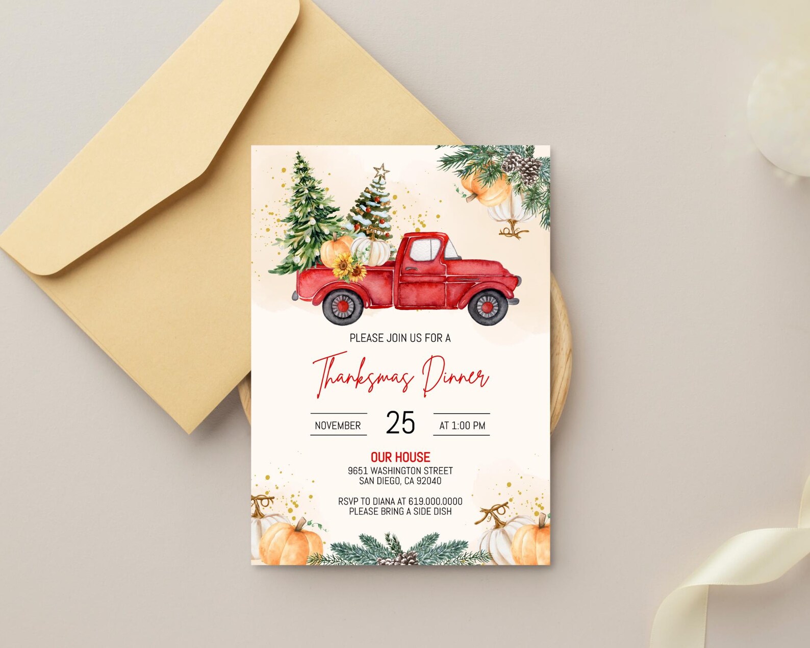 Christmas Party Invitation, Happy Thanksmas Template, Thanksmas ...