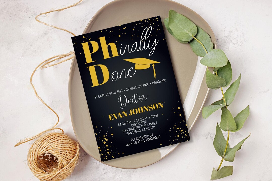 Phd Graduation Invitation, Doctorate Graduate Printable, College Grad ...