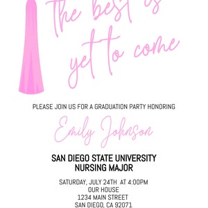 Tassel Graduation Invitation Template, Minimalist Pink Tassel ...