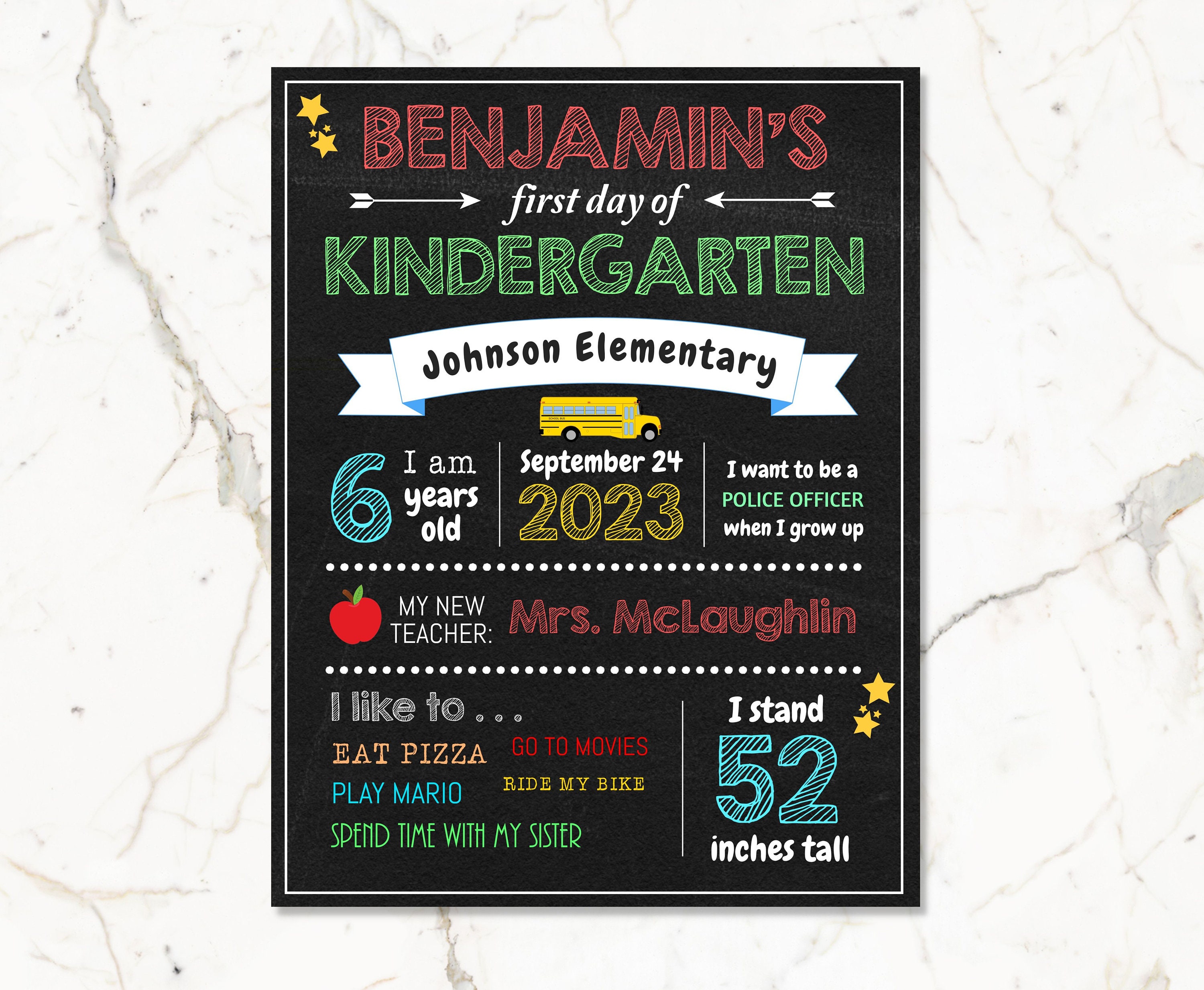 Chalkboard First Day of School Sign, Back to School Sign, Last Day ...