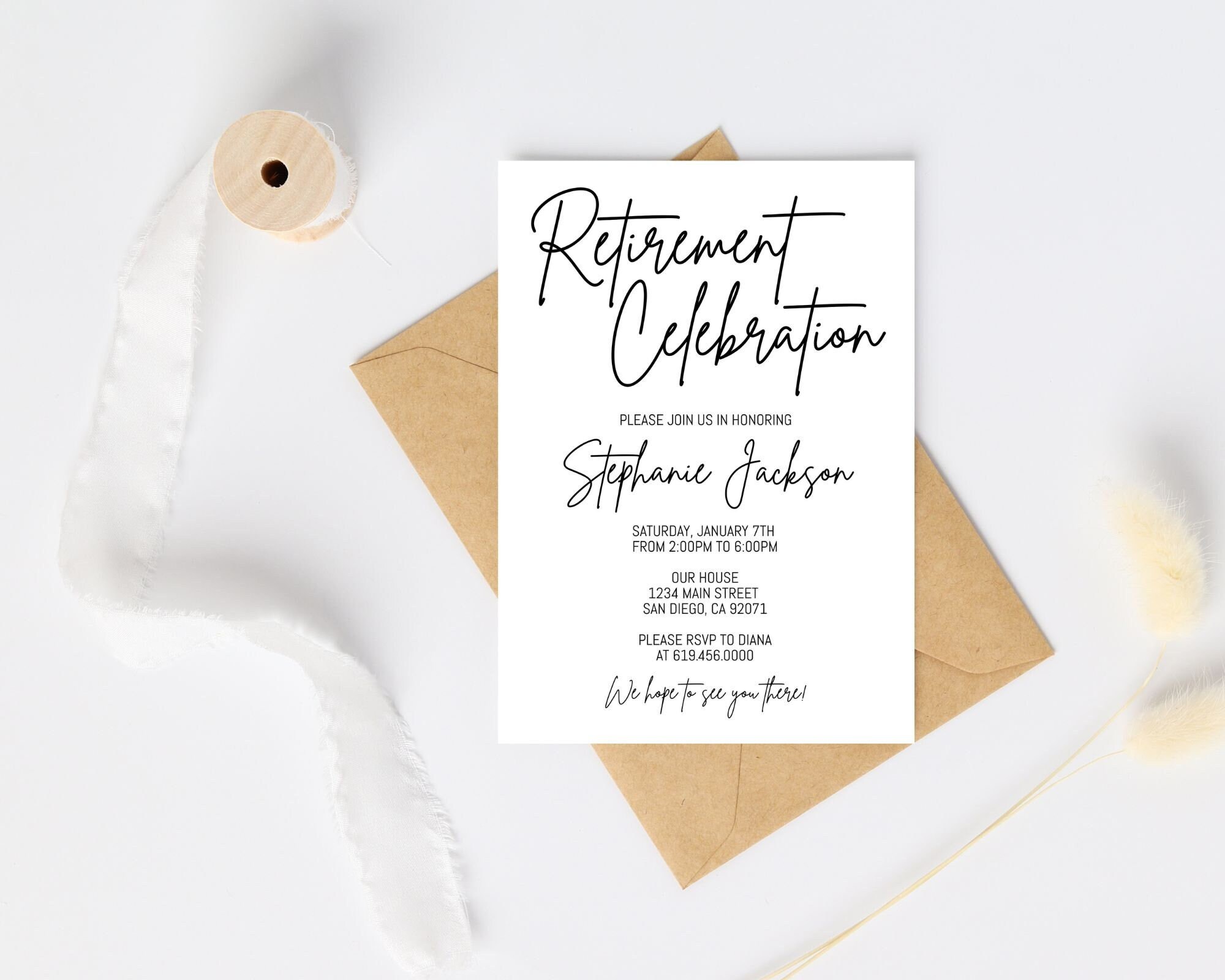 Simple Retirement Party Invitation Template, Minimal Retirement ...
