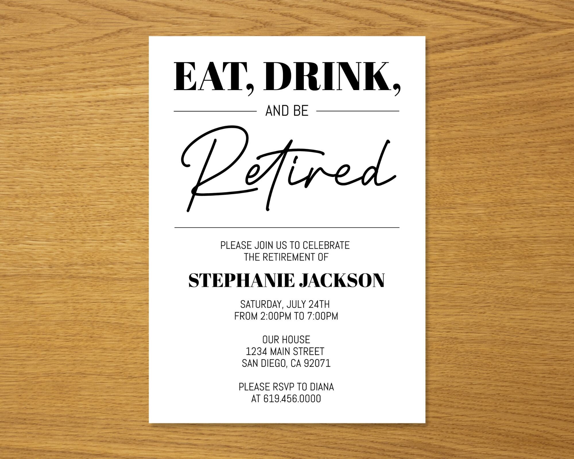 Simple Retirement Party Invitation Template, Minimal Retirement ...