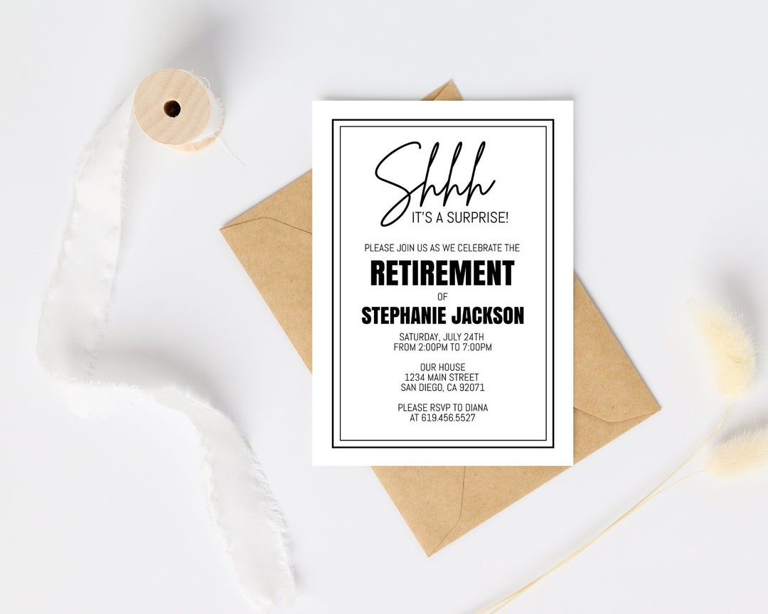 Boho Retirement Party Invitation, Minimal Retirement Celebration Invite ...