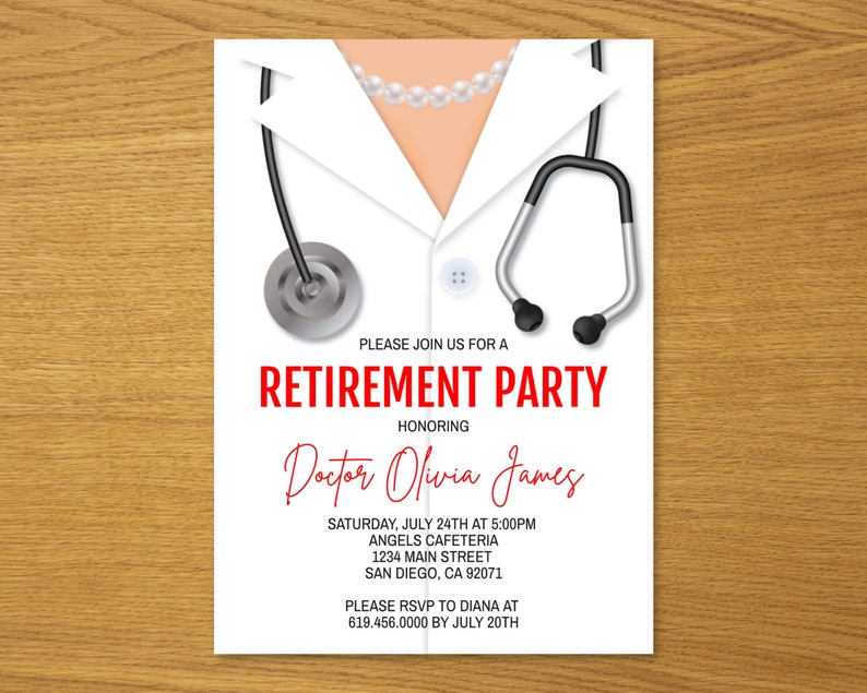 Doctor Retirement Invitations Template, Doctor Retirement Party ...