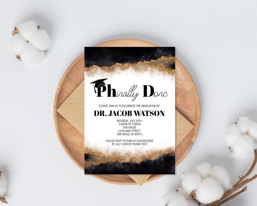 Phd Graduation Invitation, Doctorate Graduate Printable, College Grad ...