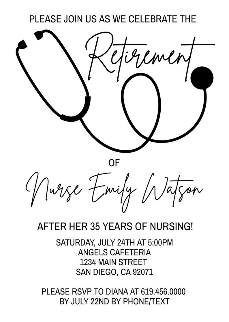 Nurse Retirement Invitations Template, Doctor Retirement Party ...