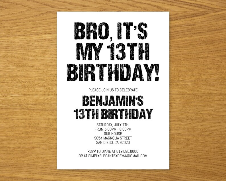 Bro It's My Birthday Black & White Birthday Party - Etsy