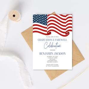 American Flag Graduation Farewell Party Invitation Template, Military ...