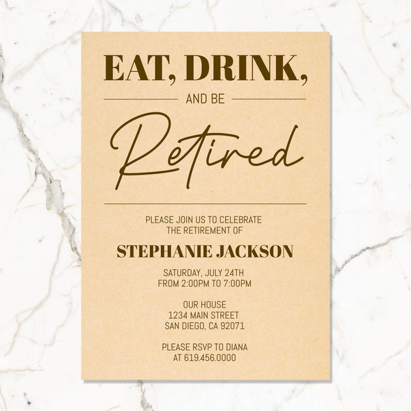 Eat Drink and Be Retired Invitations - Etsy