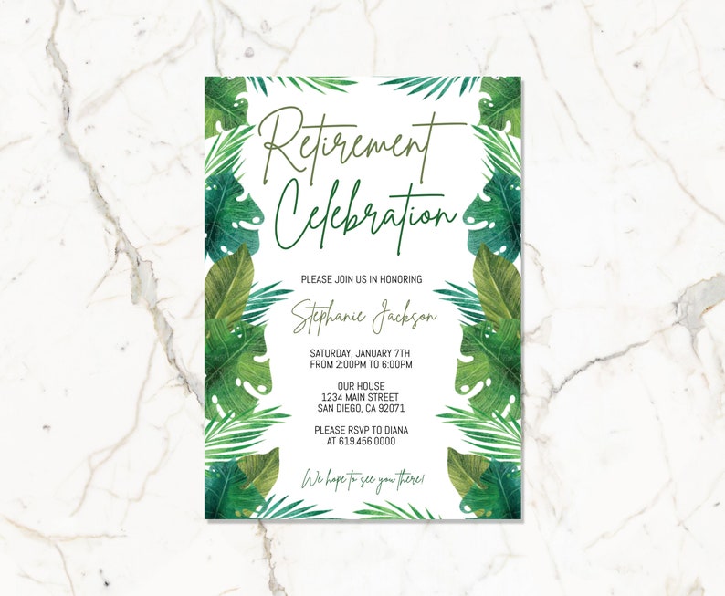 Tropical Retirement Invitation Template, Hawaiian Retirement Party ...