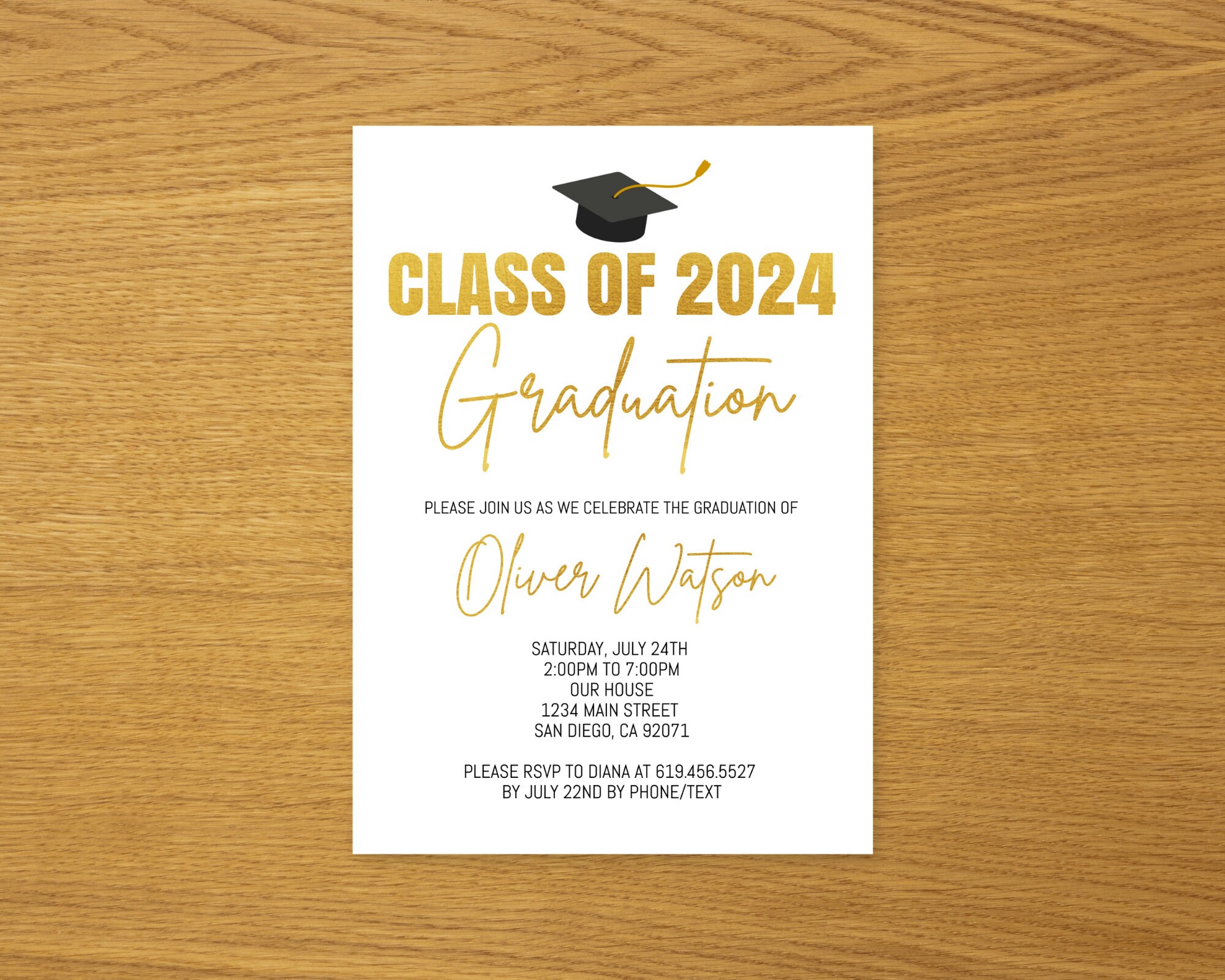 Class of 2024 Graduation Party Invitation Template Gold - Etsy