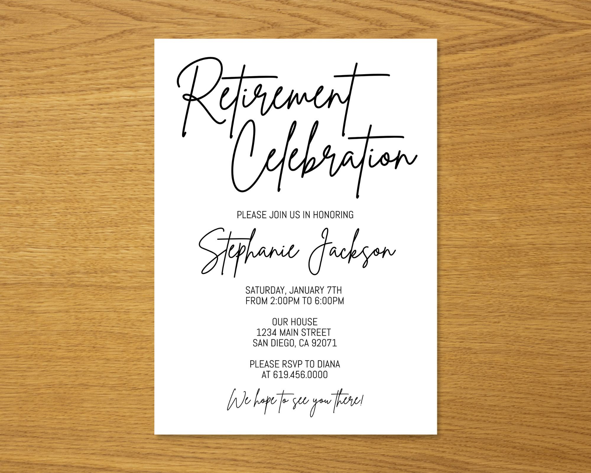 Simple Retirement Party Invitation Template, Minimal Retirement ...