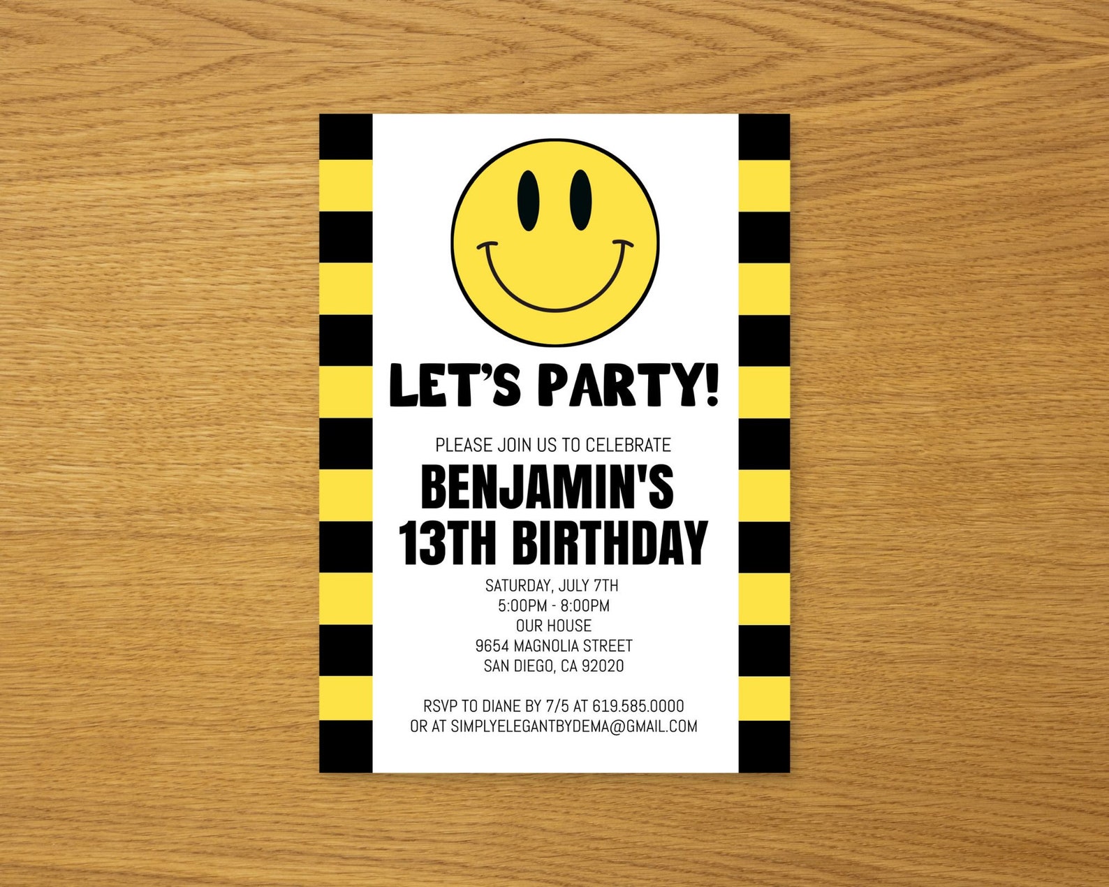Emoji Smiley Face Birthday Invitation Template, Smile Face Invitation ...