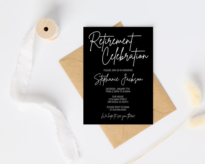 Simple Retirement Party Invitation Template, Minimal Retirement ...