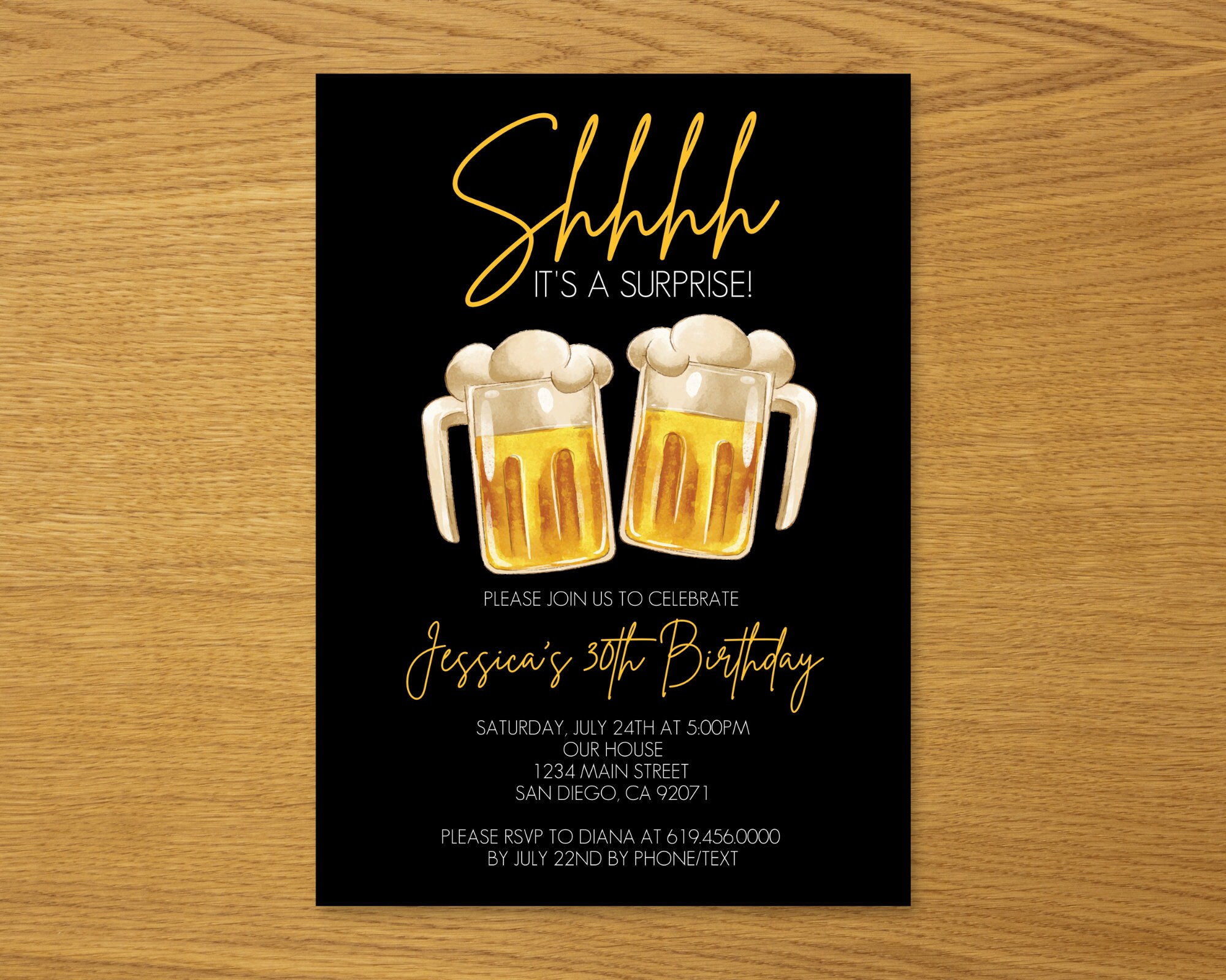 EDITABLE Beer Surprise Birthday Party Invitation, Printable Adult ...