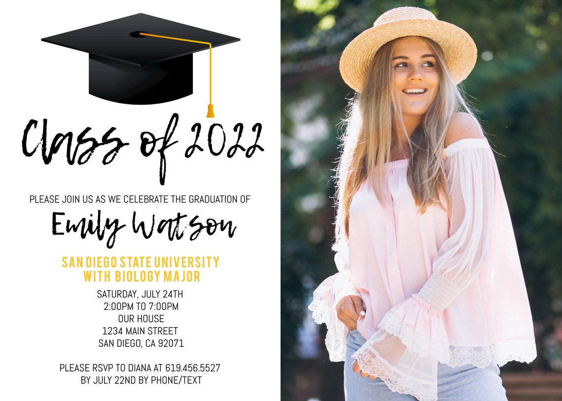 Graduation Party Invitation With Photo Template Graduation - Etsy