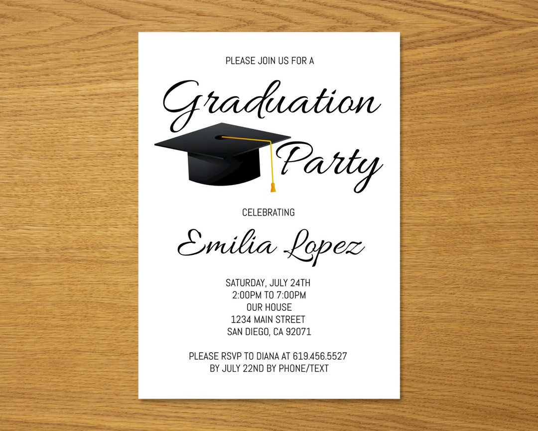 Graduation Party Invitation Template, Graduation Announcement ...